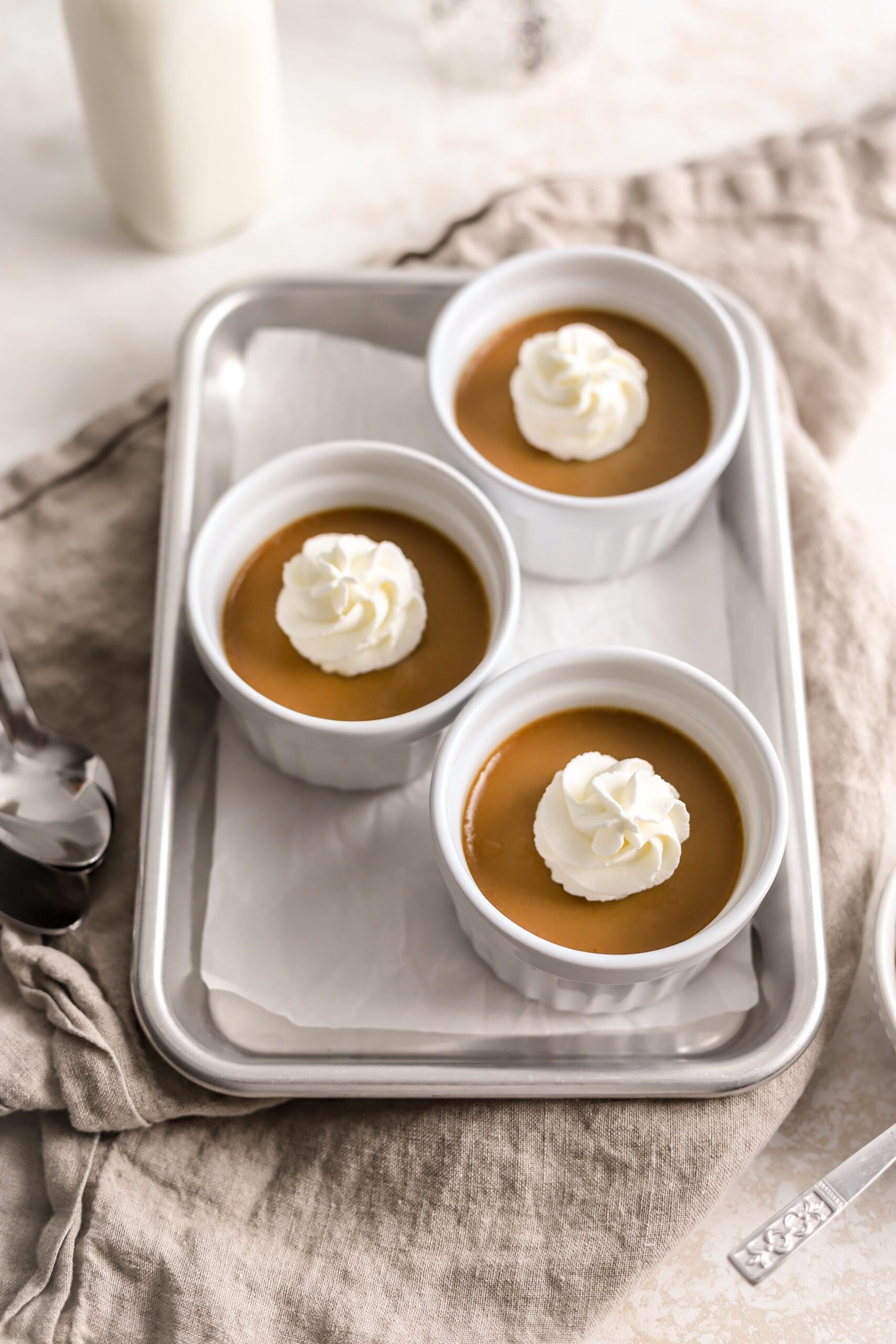 Butterscotch Pots de Crème with Espresso Whipped Cream and Shards of ...