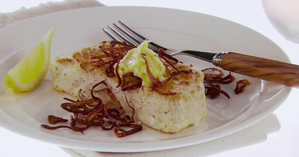 Halibut with Lemon-Butter and Crispy Shallots Recipe